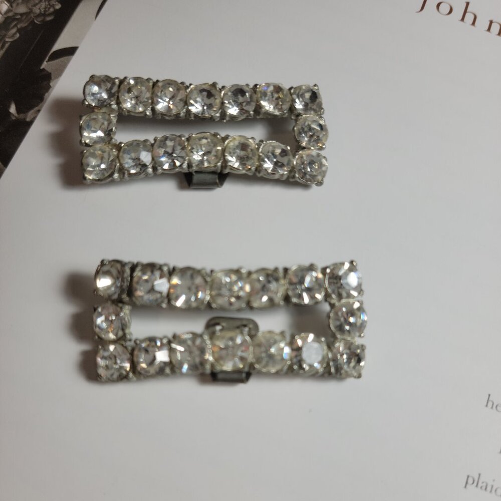 Antique Shoe Clips Crystals Sparkle And Elegant Set - Gem